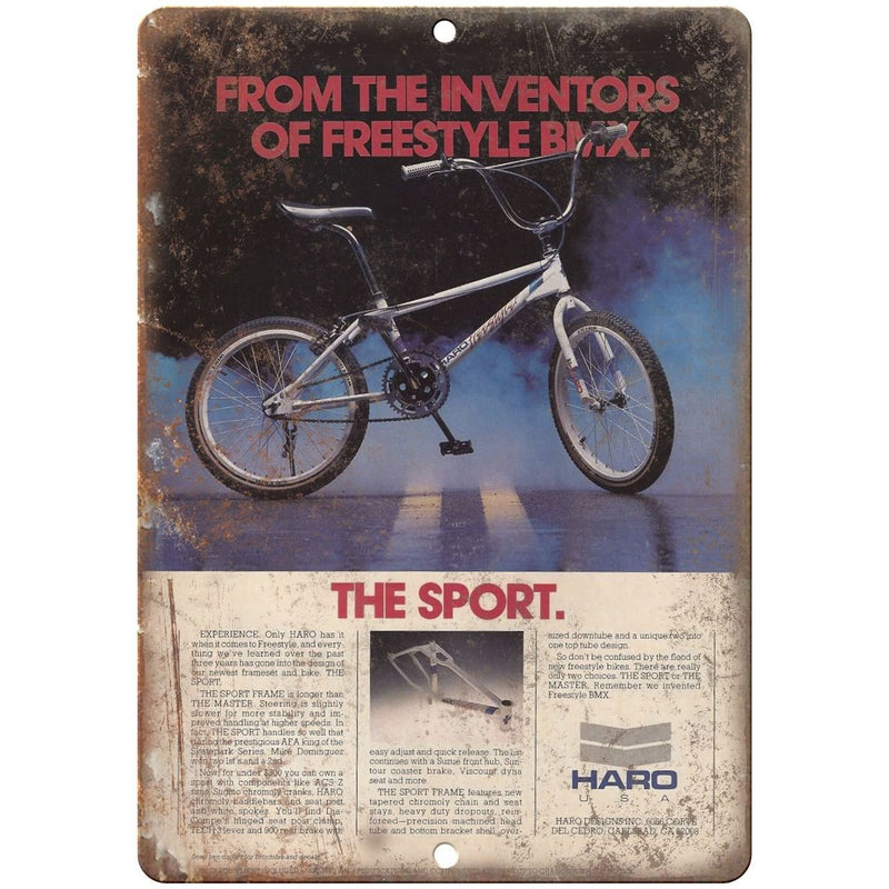 10" x 7" Metal Sign - HARO BMX Sport Freestyle - Vintage Look Reproduc ...