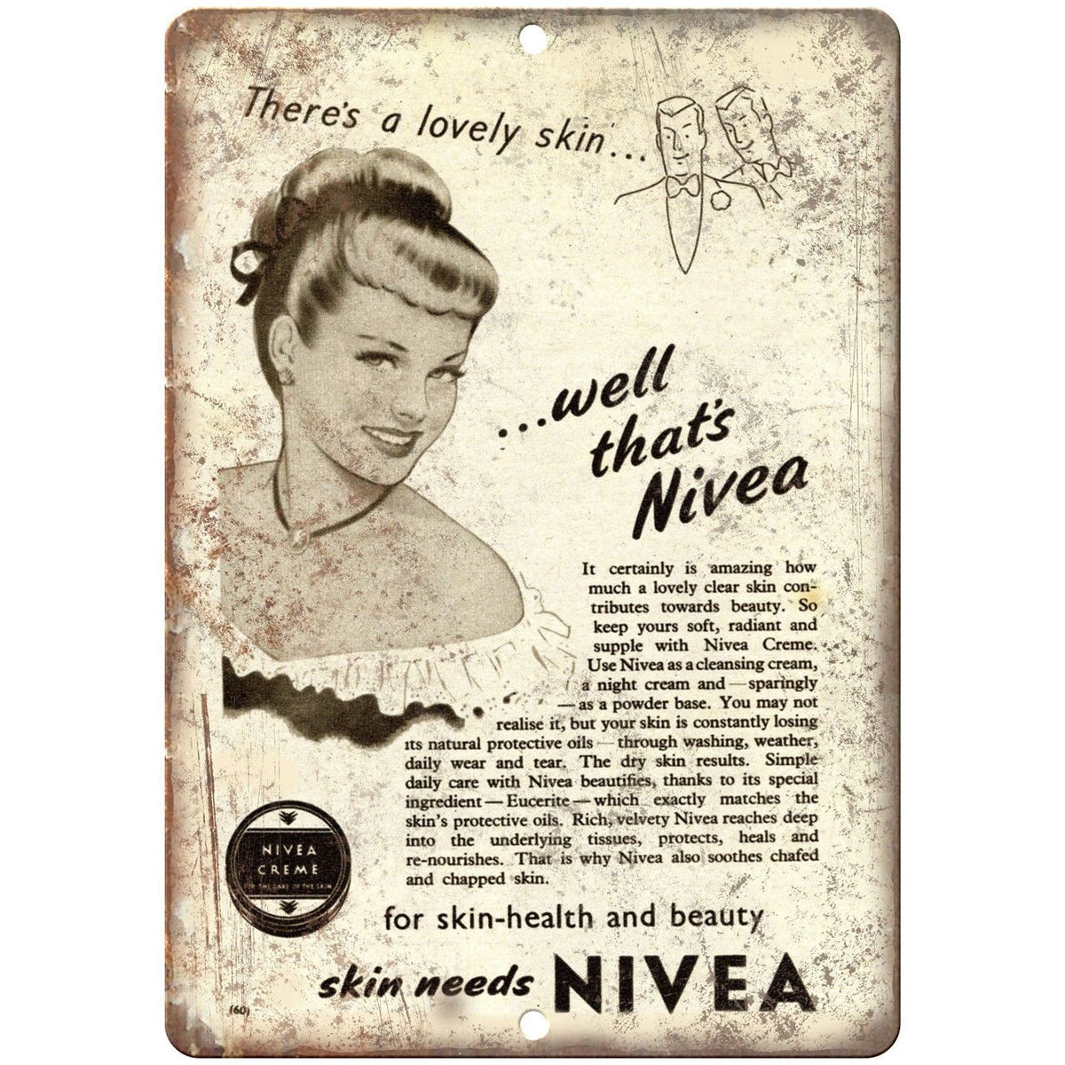 Nivea Skin Cream Vintage Ad 9" x 12" Reproduction Metal Sign ZF54 ...