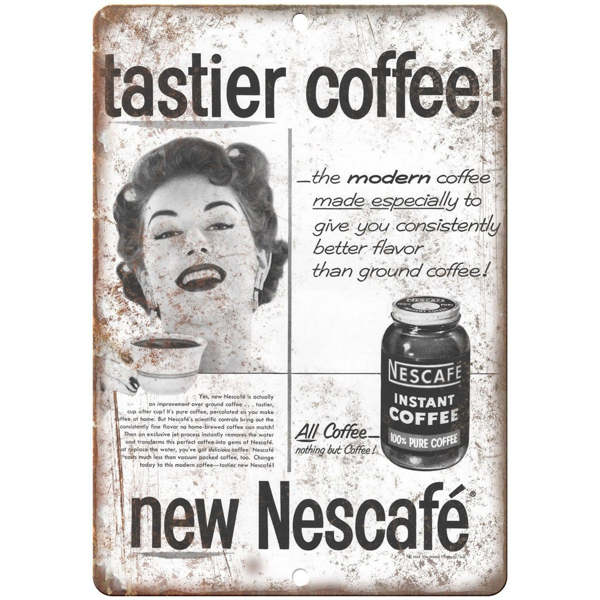 Nescafe Instant Coffee Vintage Ad 10" x 7" Reproduction Metal Sign N20 ...