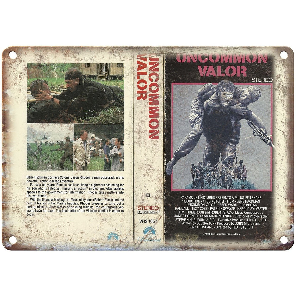 Uncommon Valor Paramount Video VHS Box Art 9" x 12" Reproduction Metal ...