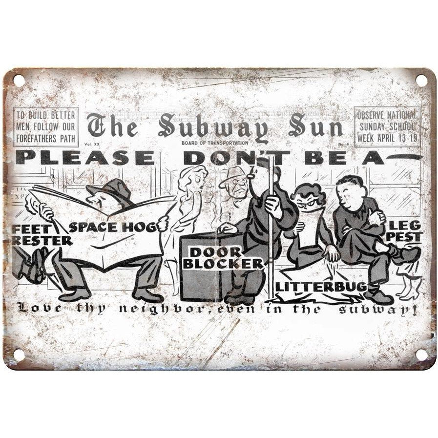 RARE vintage The Subway Sun, NYC Subway, railfan 9" x 12" Retro Metal ...