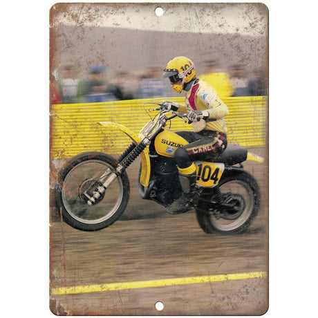 Suzuki Dirt Bike Vintage Magazine Photo 9" x 12" Reproduction Metal Si ...