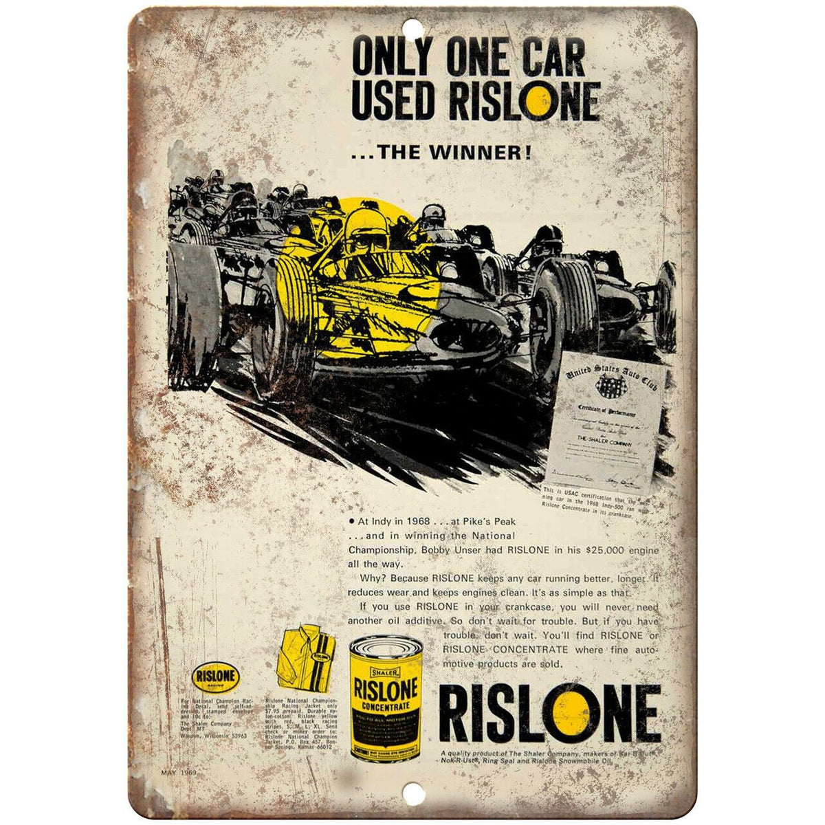 Rislone Concentrate Motor Oil Vintage Ad 9" x 12" Reproduction Metal S ...