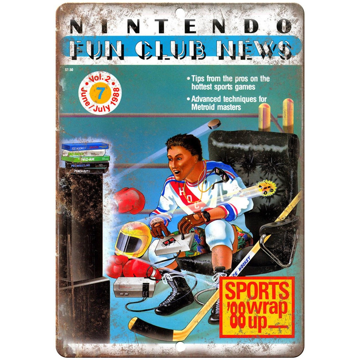 1988 Nintendo Fun Club News Cover Art 10" x 7" Reproduction Metal Sign ...