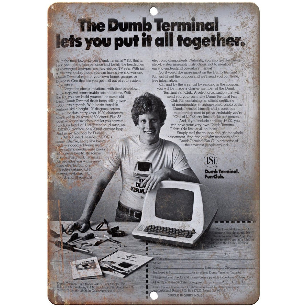 Dumb Terminal Kit Vintage Computer Technology 10"x7" Reproduction Meta ...
