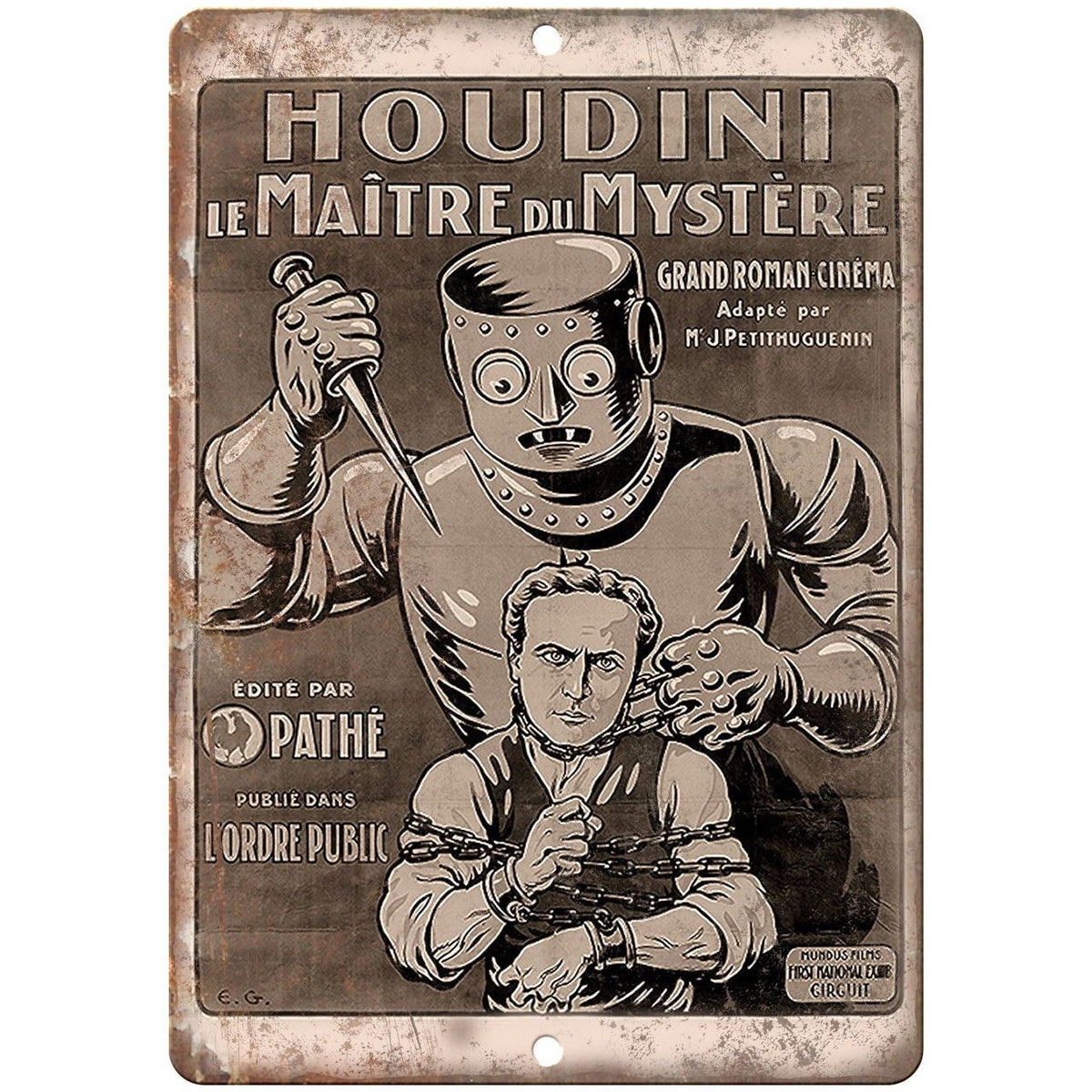 Houdini French Magic Poster Ad 9" x 12" Reproduction Metal Sign ZH189 ...