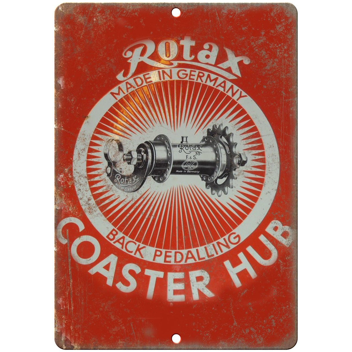 Rotax Coaster Hub Gears Porcelain Look 9" x 12" Reproduction Metal Sig ...