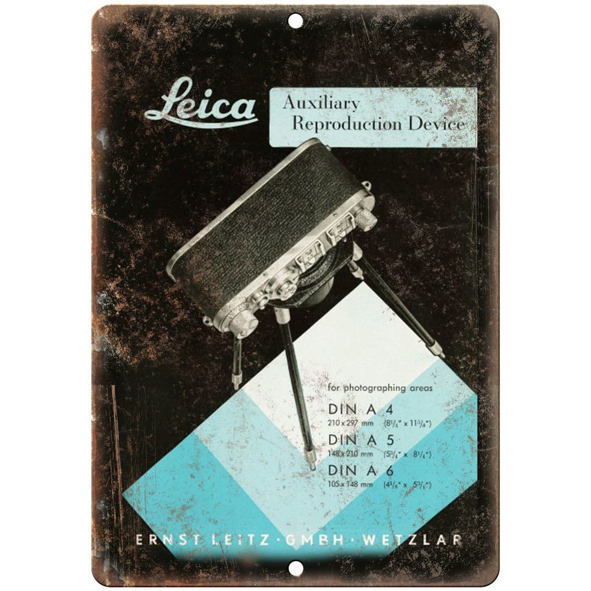 Leica Reproduction Device 9" x 12" Retro Look Metal Sign – Rusty Walls ...