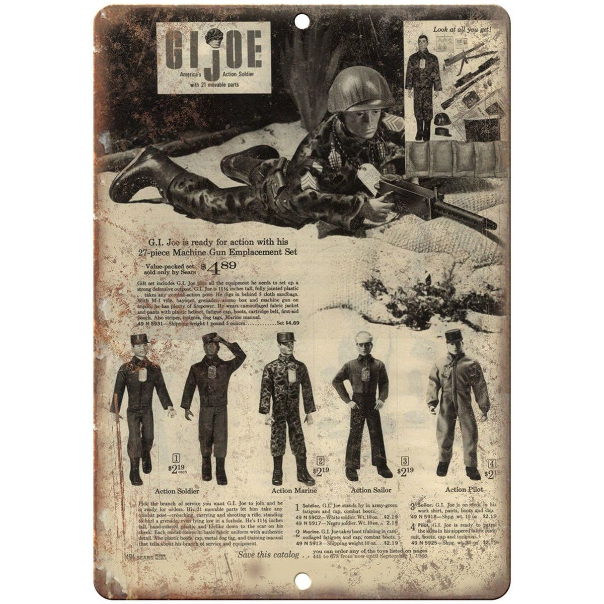 GI Joe Action Soldier Vintage Comic Book Ad 10"X7" Reproduction Metal ...