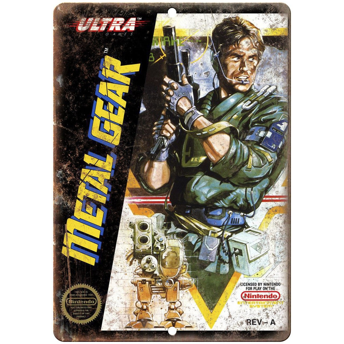 Original Nintendo Metal Gear Ultra Box Art 10"x7" Reproduction Metal S ...
