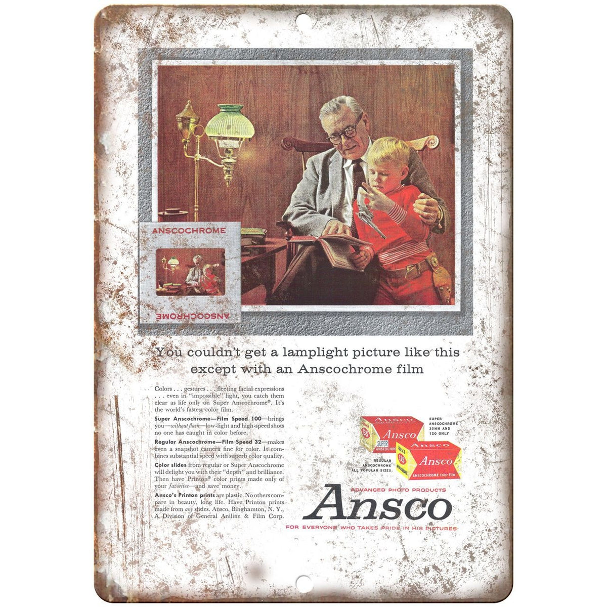1958 - Ansco Color Film Ad- 9" x 12" Retro Look Metal Sign – Rusty ...