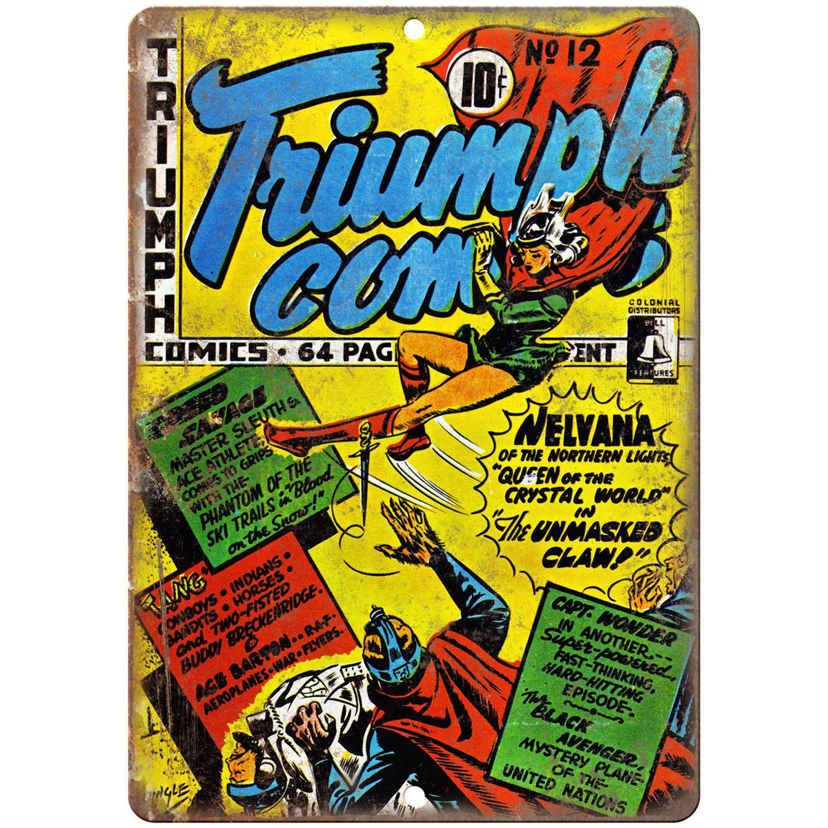 Triumph Comic No 12 Vintage Book Cover 9" x 12" Reproduction Metal Sig ...