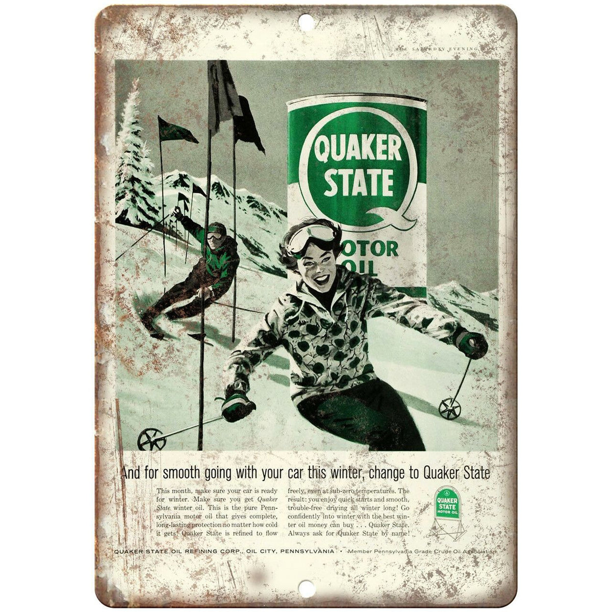 Quaker State Motor Oil Vintage Sign 10" X 7" Reproduction Metal Sign A ...