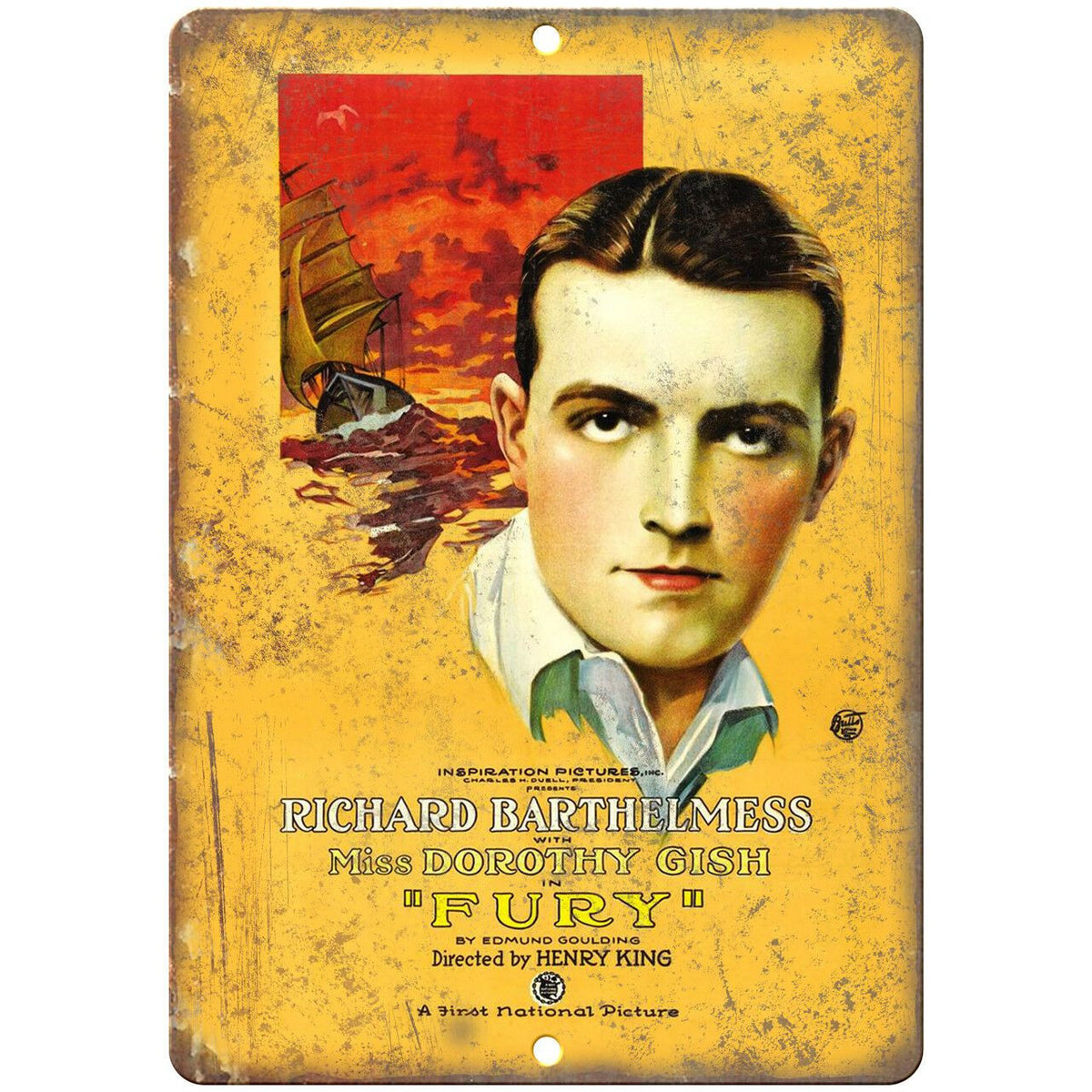 Richard Barthelmess Dorothy Gish Fury 10" X 7" Reproduction Metal Sign ...
