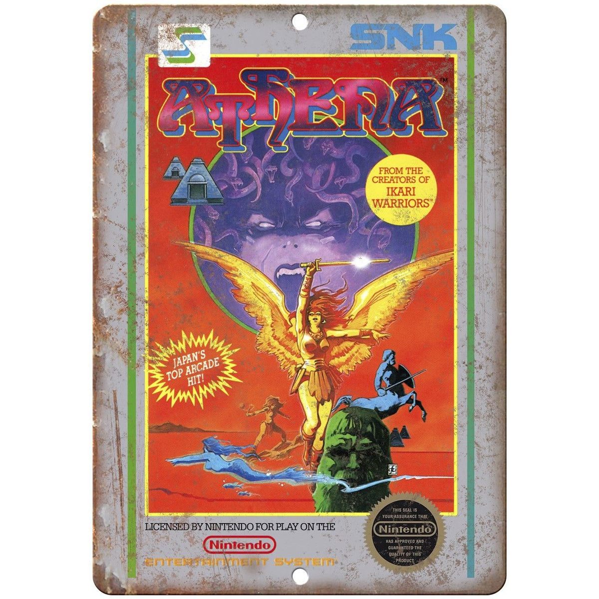 Athena Nintendo SNK Video Game Box Art 9" x 12" Reproduction Metal Sig ...