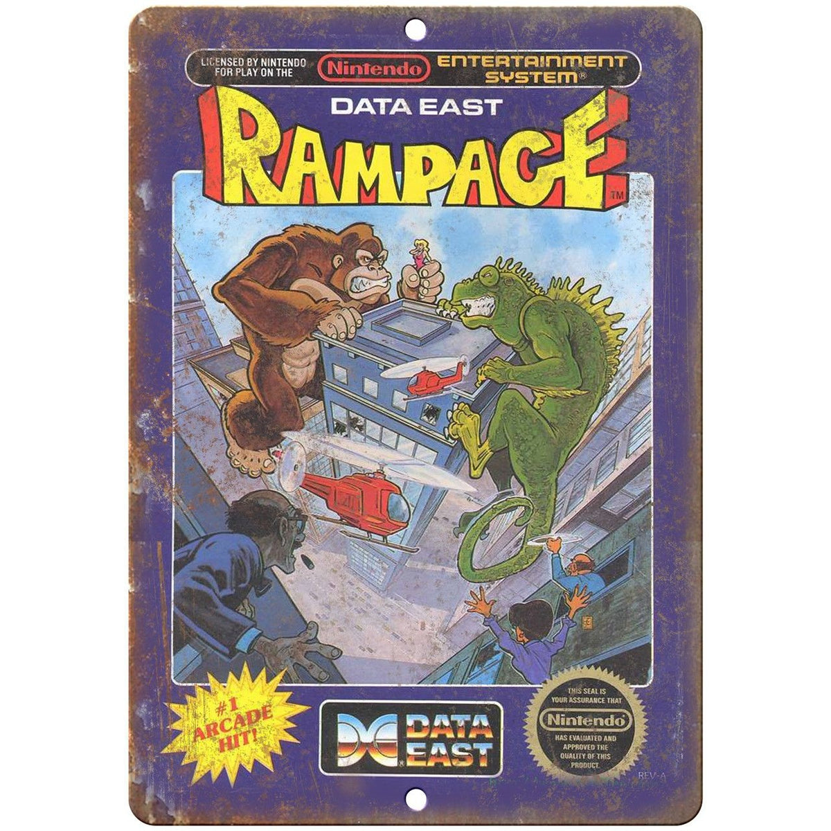 Original Nintendo Rampage Data East Box Art 10"x7" Reproduction Metal ...