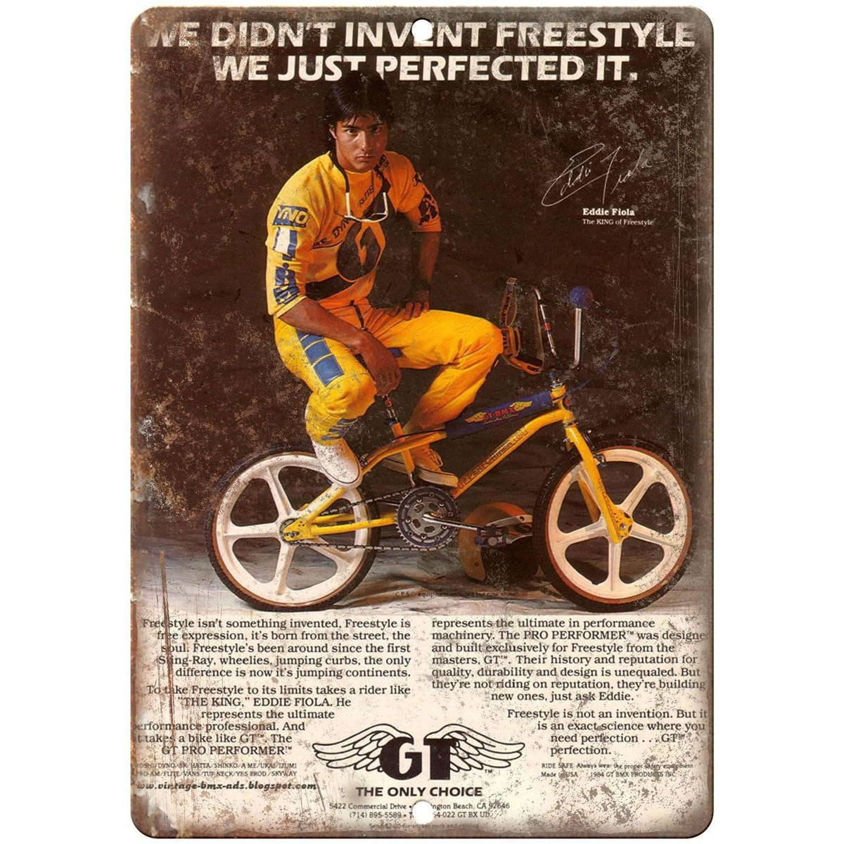 GT BMX, Freestyle BMX 9" x 12" retro metal sign – Rusty Walls Sign Shop