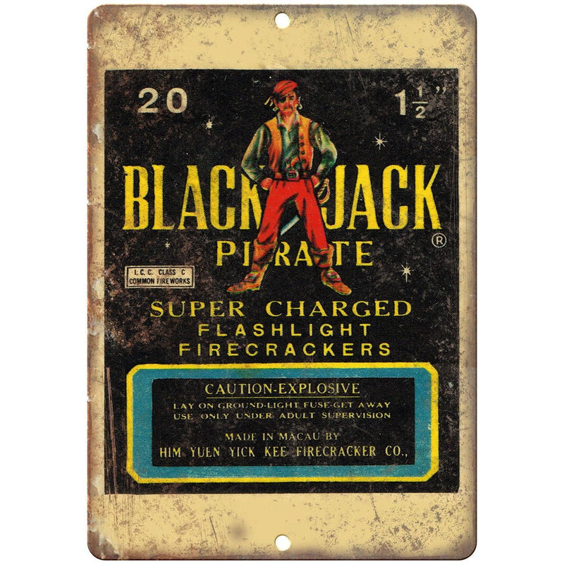 Black Jack Pirate Firecrackers Package Art 10" X 7" Reproduction Metal ...