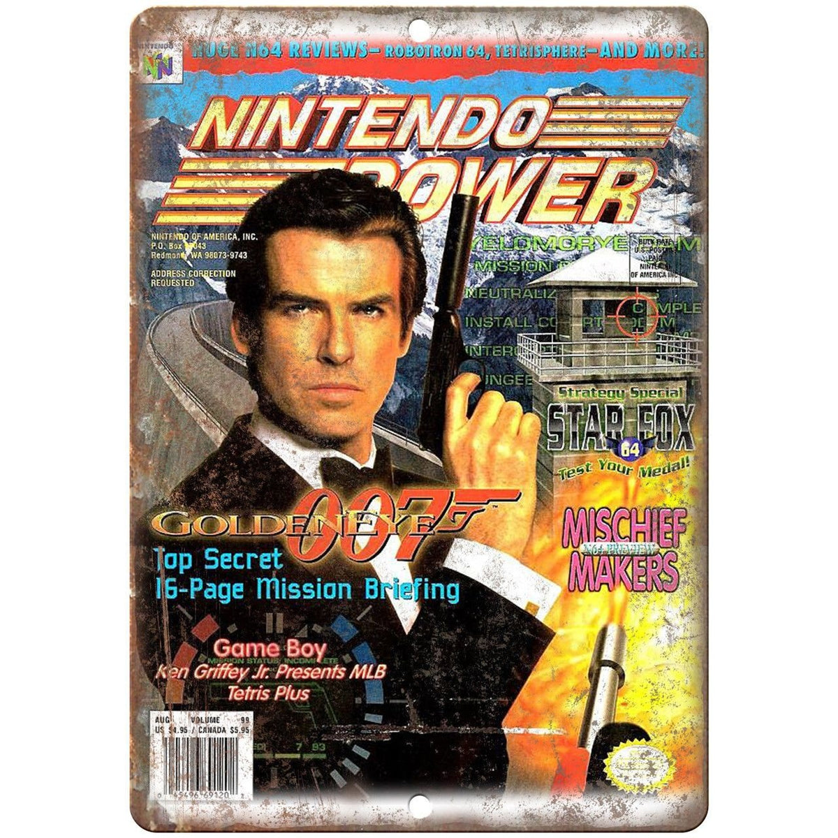 Nintendo Power Golden Eye 007 Gaming 10" x 7" Reproduction Metal Sign ...
