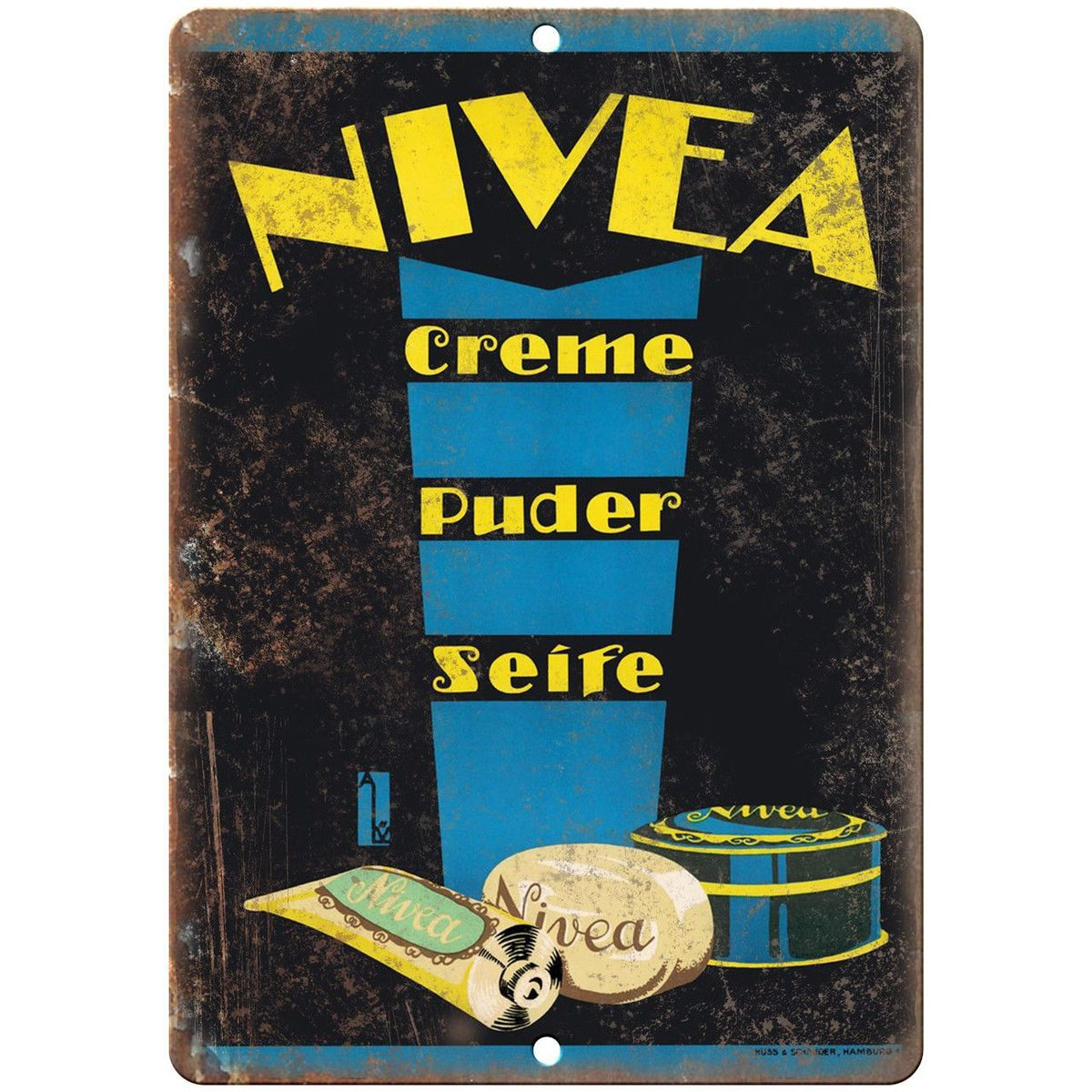 Nivea Cr‚àö¬Æme Vintage Poster Ad 9" x 12" Reproduction Metal Sign ZF1 ...