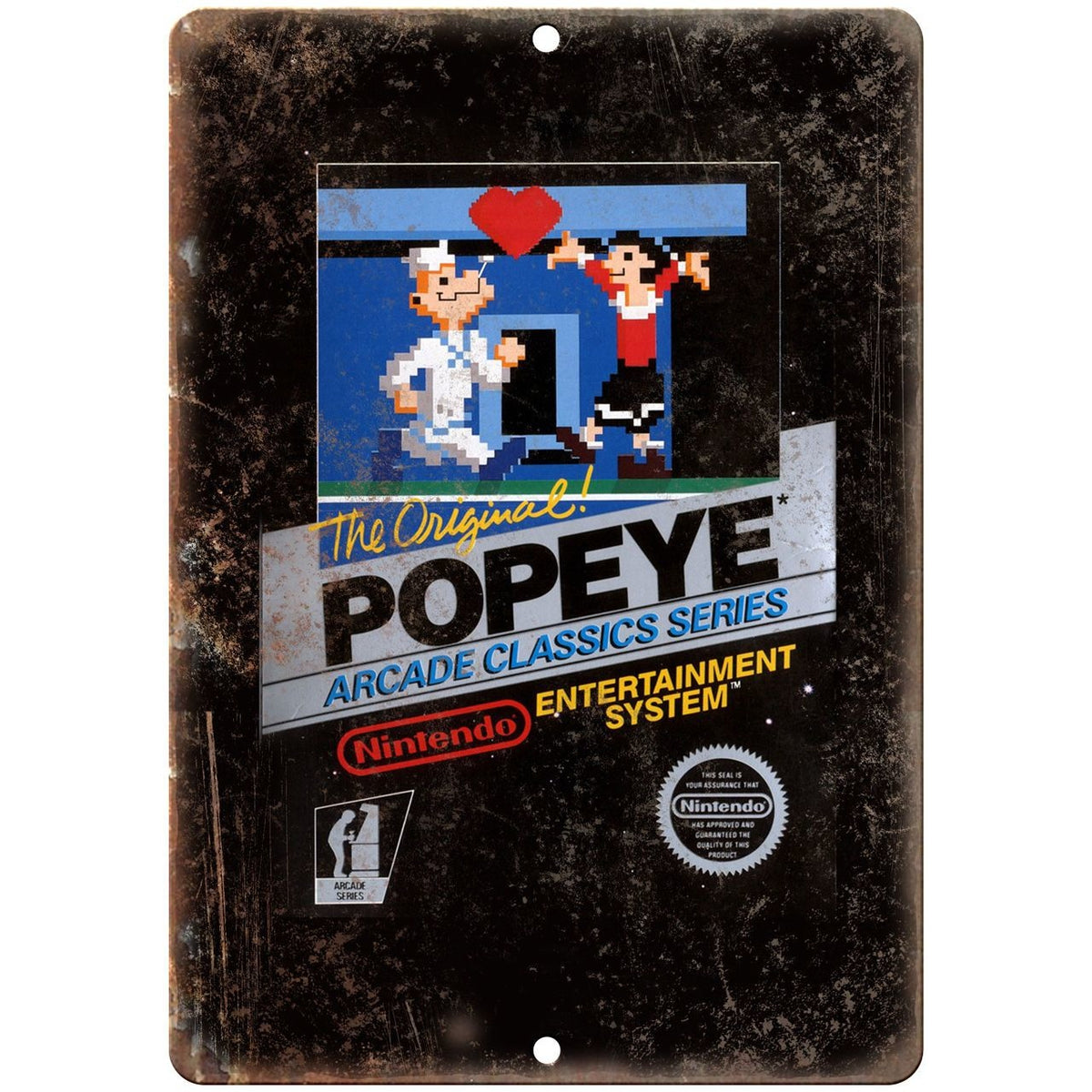 Nintendo Popeye Game Cartrige Cover Art - 9" x 12" Reproduction Metal ...