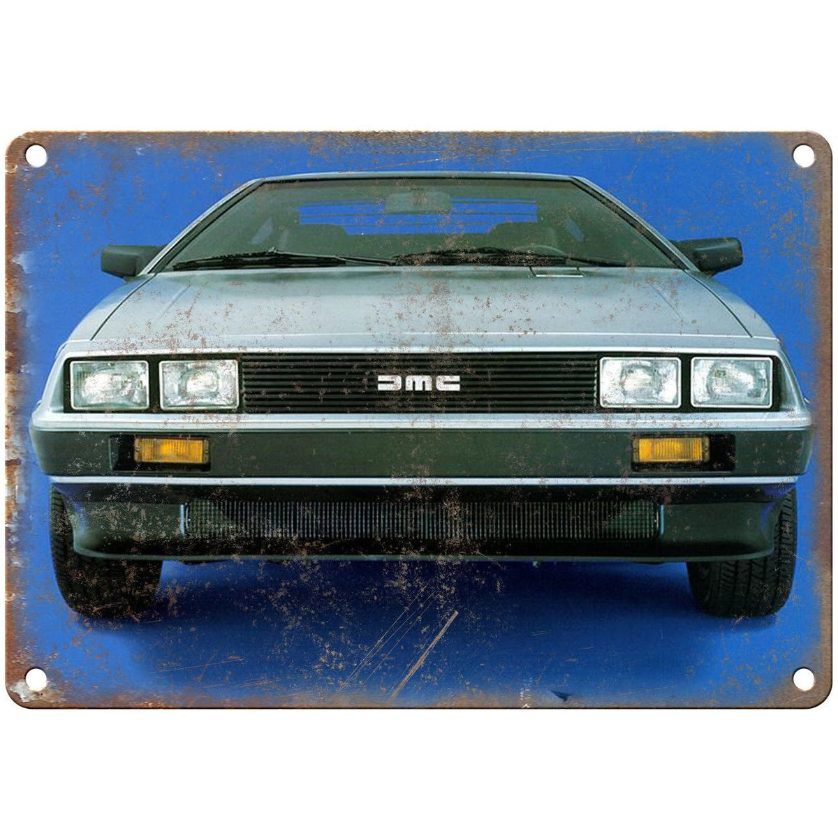 DMC DeLorean Front View Vintage Photo - 9" x 12" Retro Look Metal Sign ...