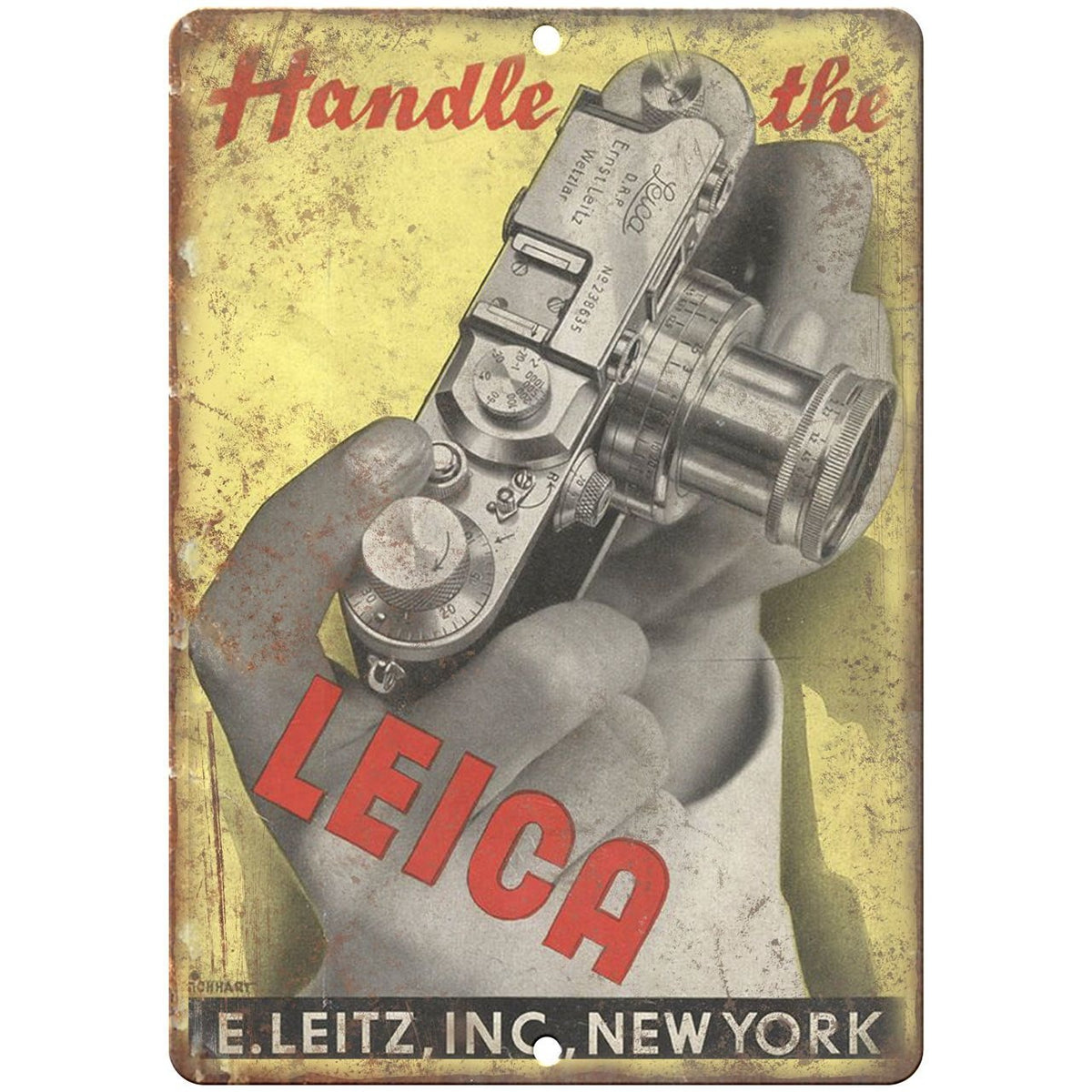 Leica 35 mm Film Camera E. Leitz Inc 9" x 12" reproduction metal sign ...