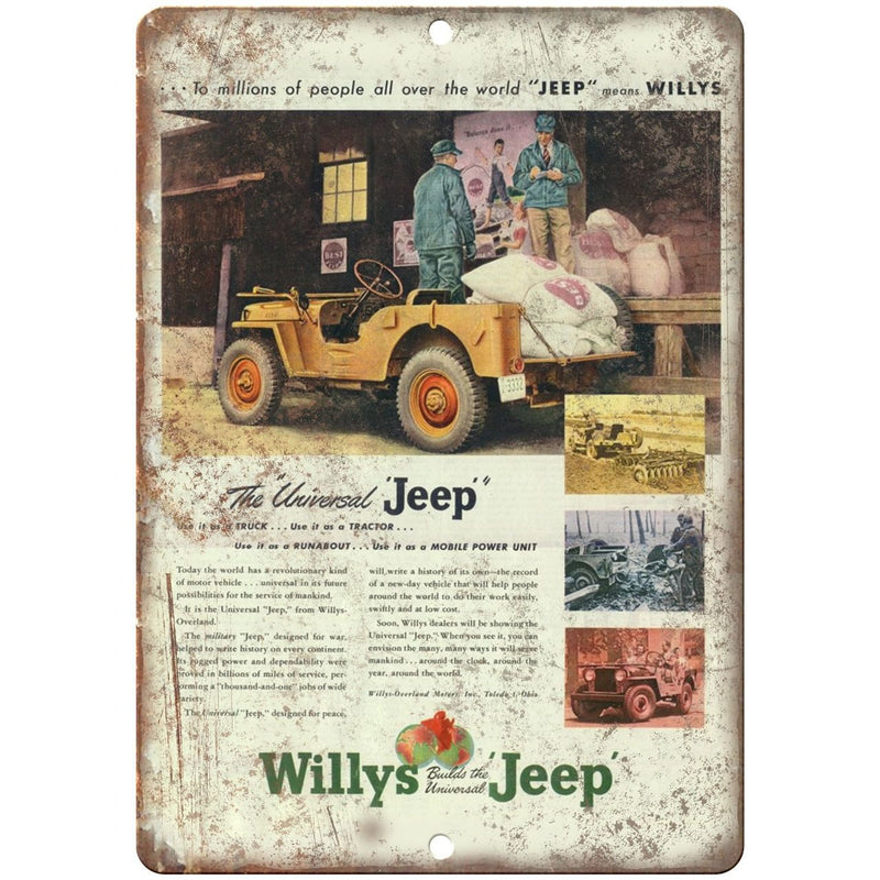 Jeep Willys Overland Universal 4x4 - 9" x 12" Reproduction Metal Sign ...