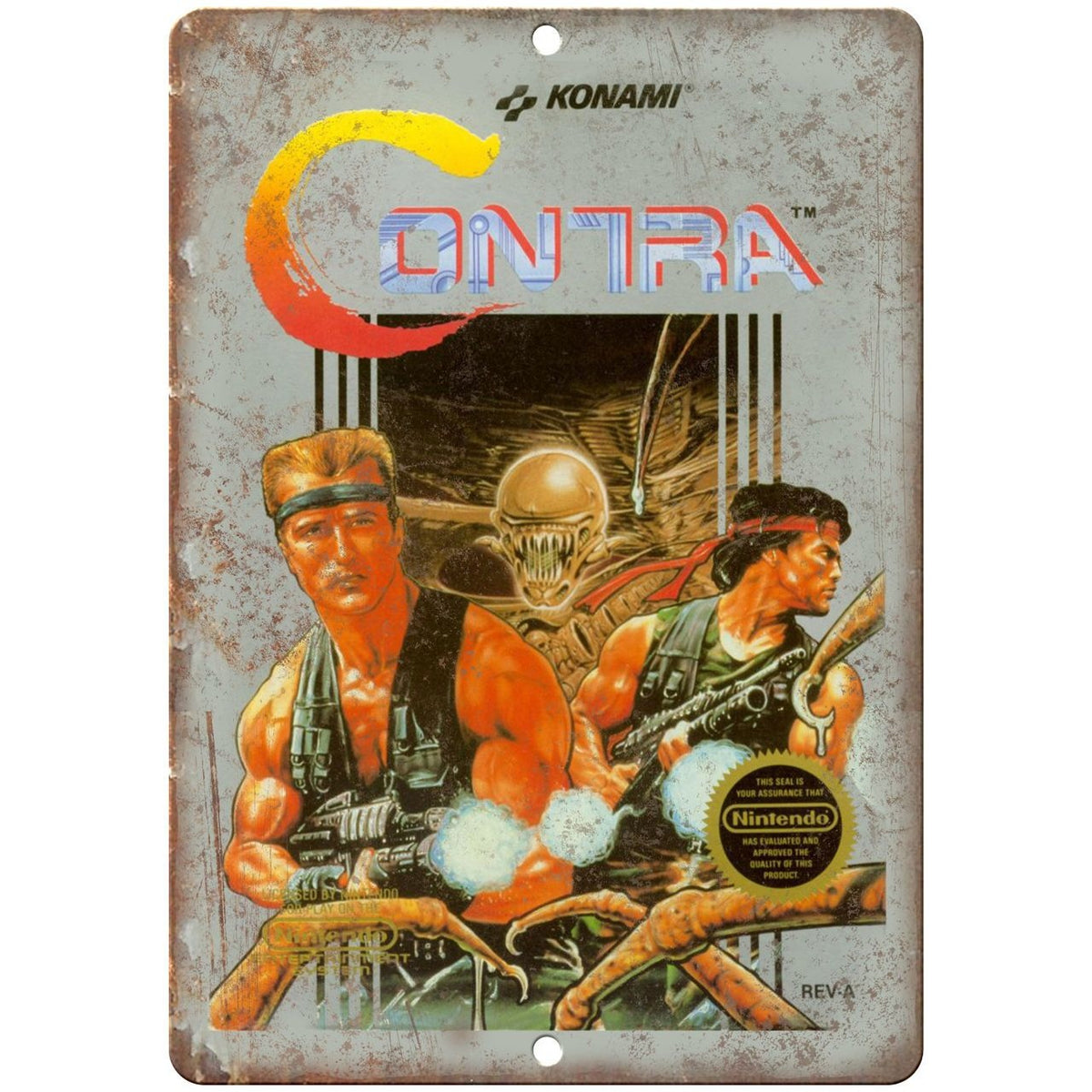 Nintendo Contra Konami Gaming Box Art 9" x 12" Retro Look Metal Sign ...