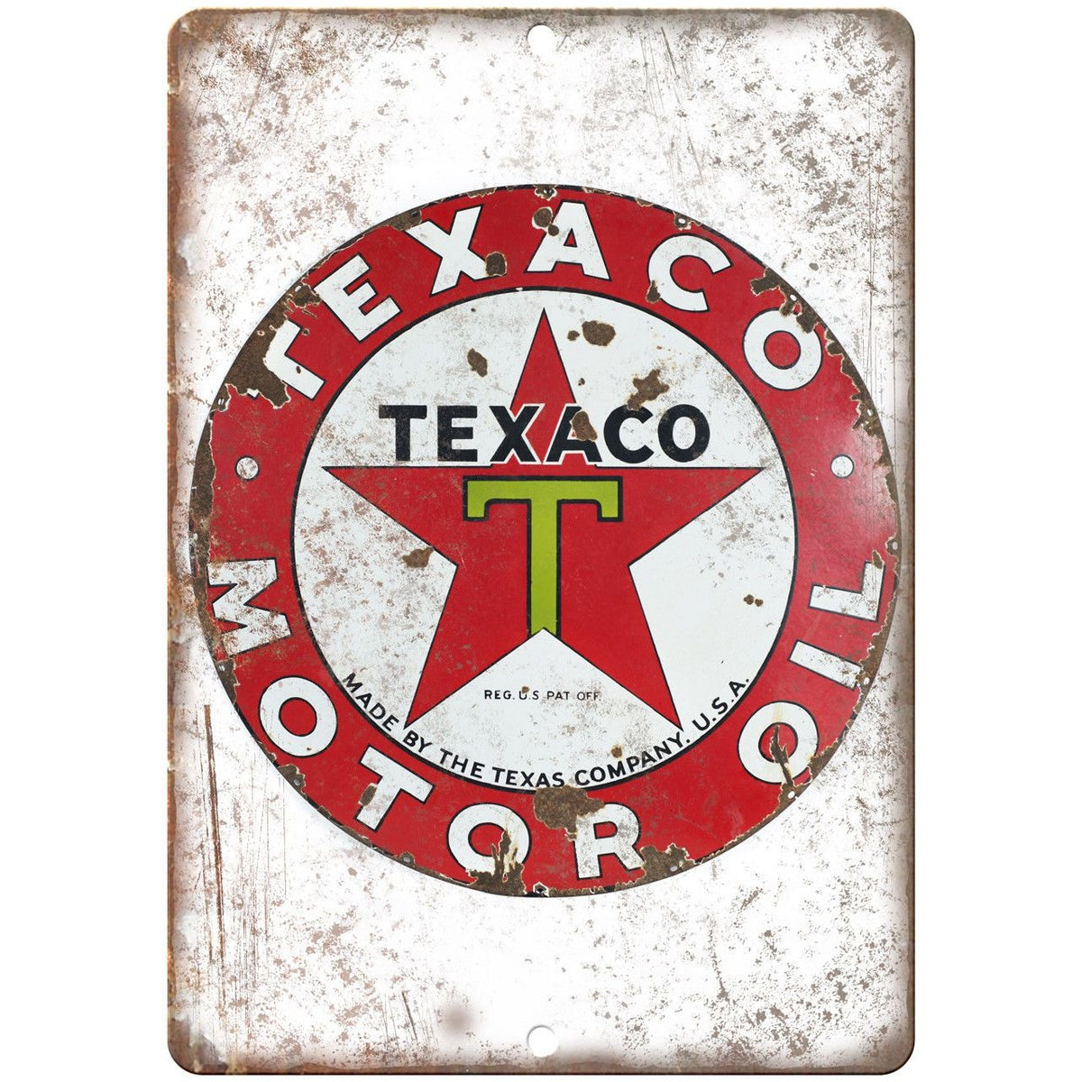 Texaco Motor Oil Porcelain Look Reproduction Metal Sign U145 – Rusty ...