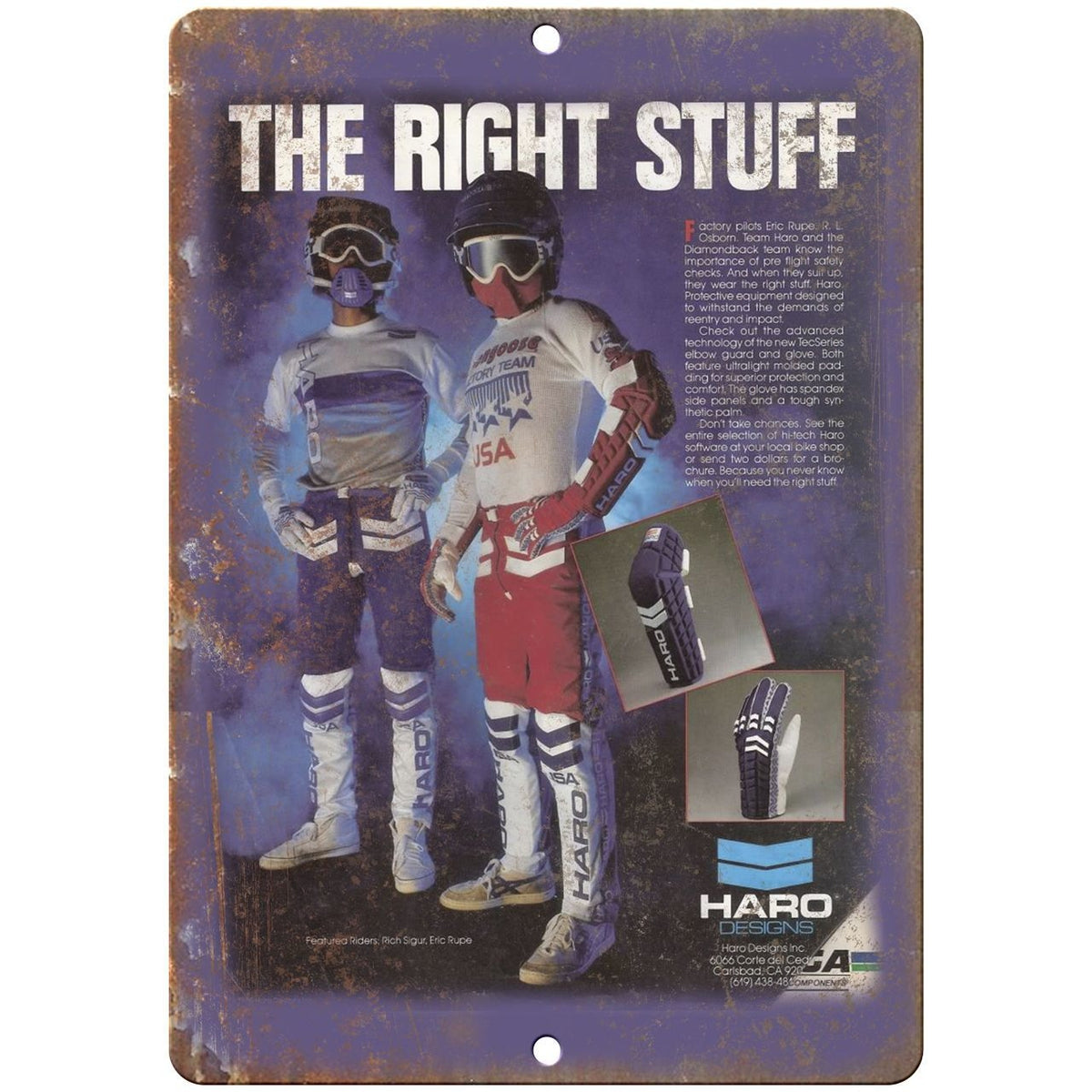 9" x 12" Metal Sign - HARO BMX Racing Gear Ad - Vintage Look Reproduct ...