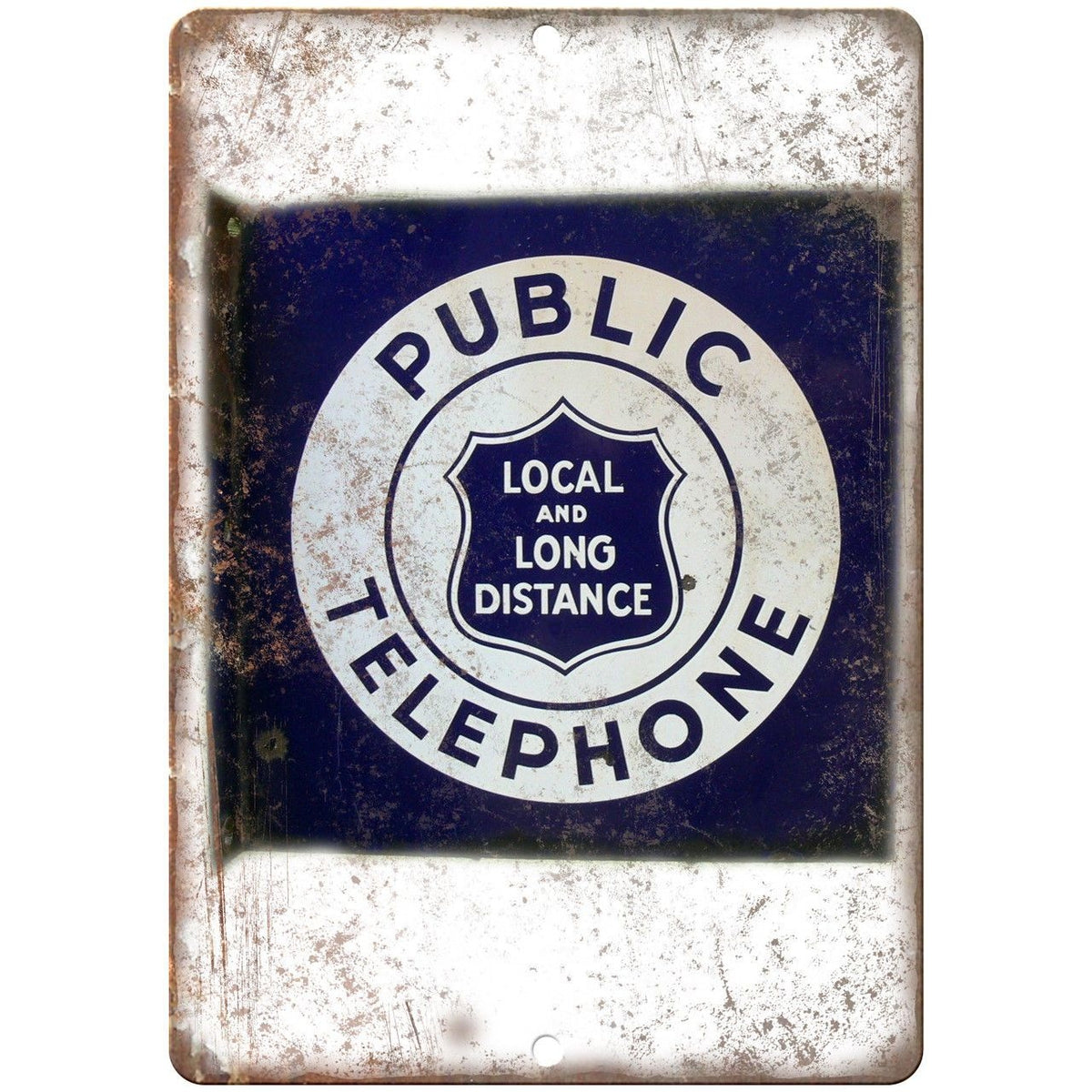 Public Telephone Porcelain Look Reproduction Metal Sign U129 – Rusty ...