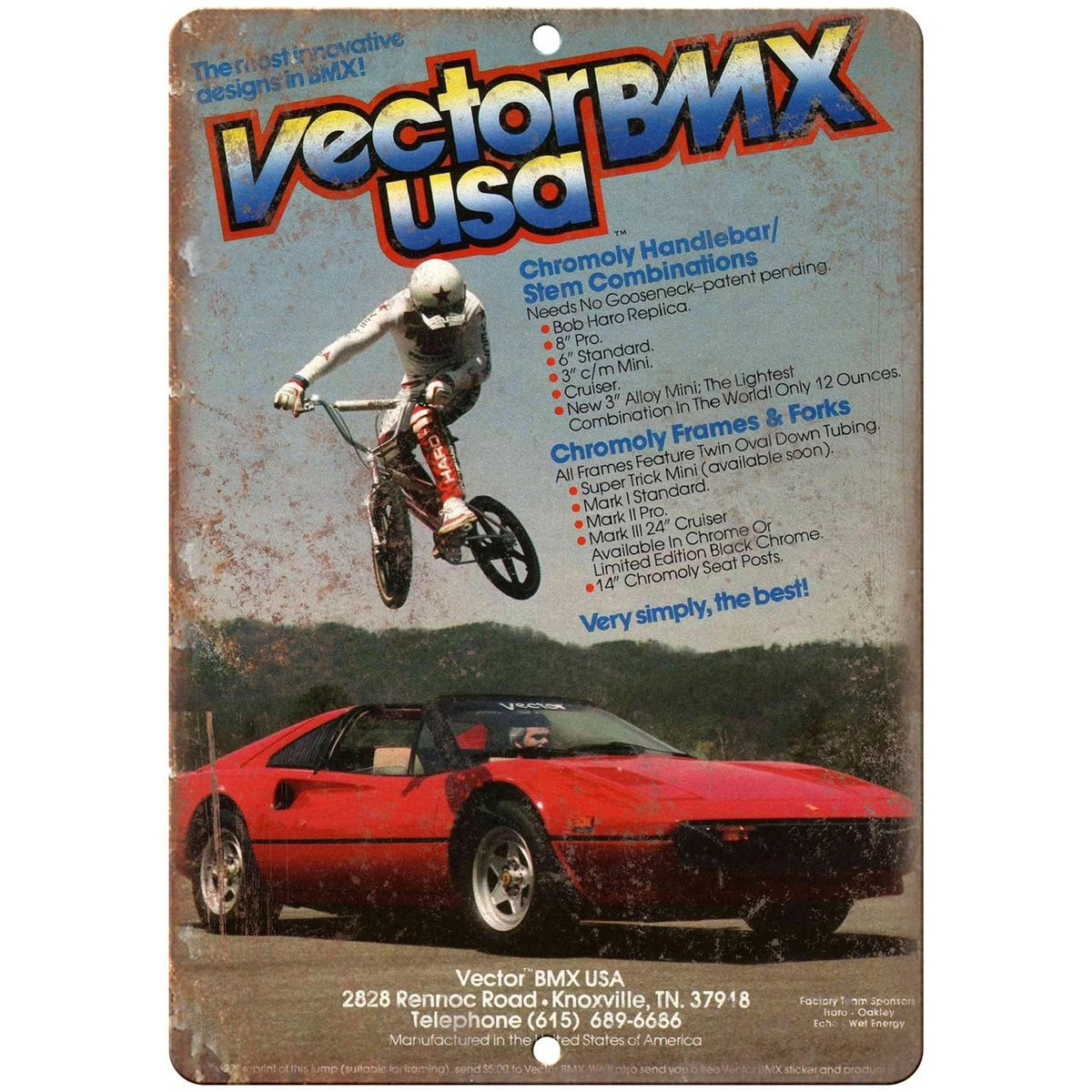 Vector BMX, Racing, RAD 9" x 12" Rmetal sign B62 – Rusty Walls Sign Shop