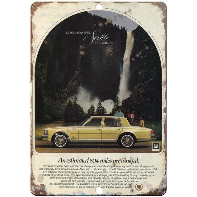 Cadillac Seville Yellow 9" x 12" Reproduction Metal Sign – Rusty Walls ...