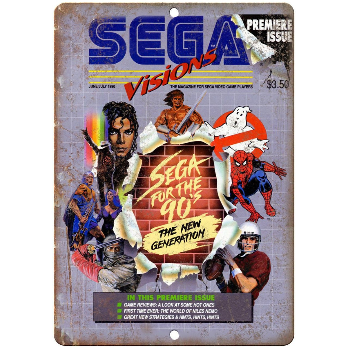 1990 Sega Visions Video Game Magazine Art 9" x 12" Reproduction Metal ...
