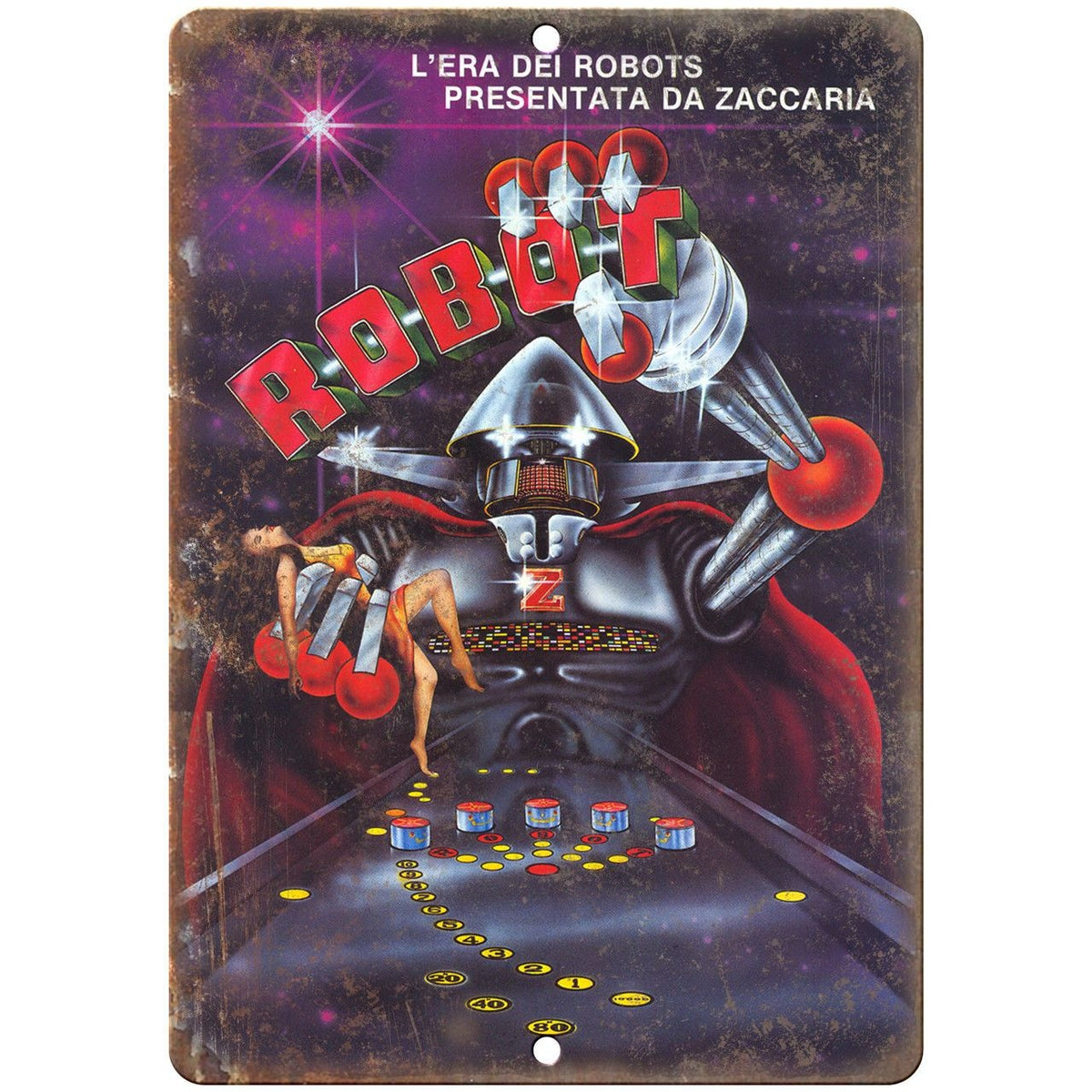 Robot Vintage Pinball Machine Ad 9" x 12" Reproduction Metal Sign G210 ...