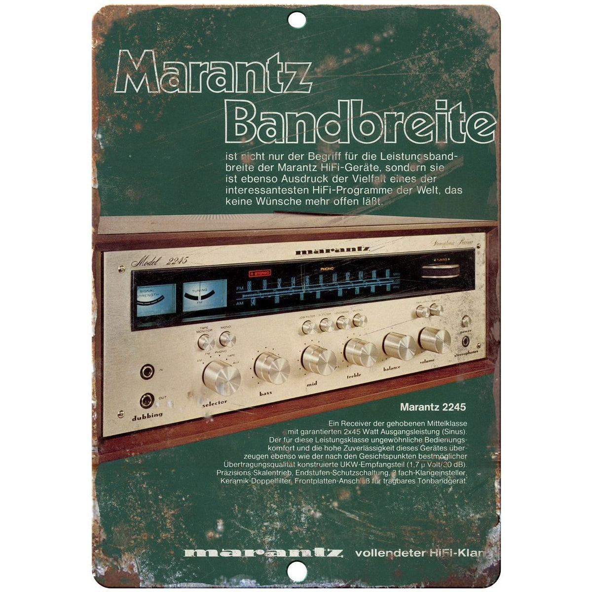 10" x 7" Metal Sign 1960s Marantz Stereo Advertising Vintage Look Repr ...