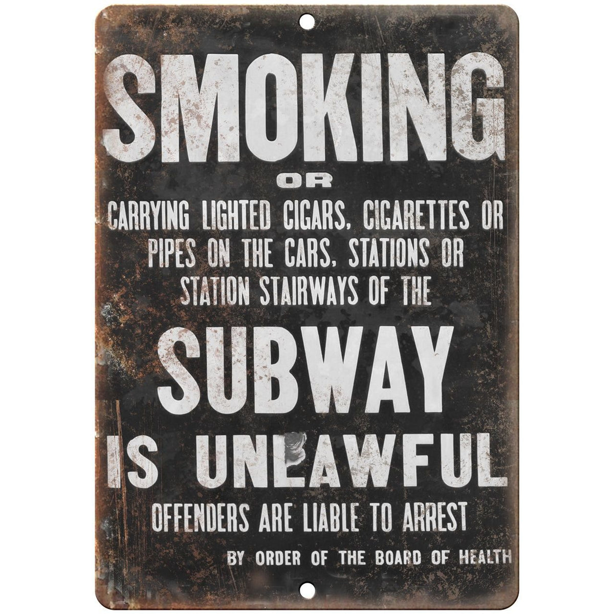 No Smoking in the New York Subway 9" x 12" Reproduction Metal Sign ...