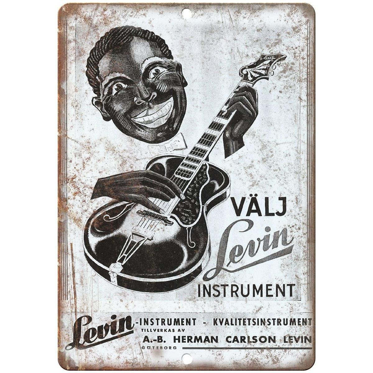 Levin Instrument Herman Carlson Levin Guitar 10"X7" Reproduction Metal ...