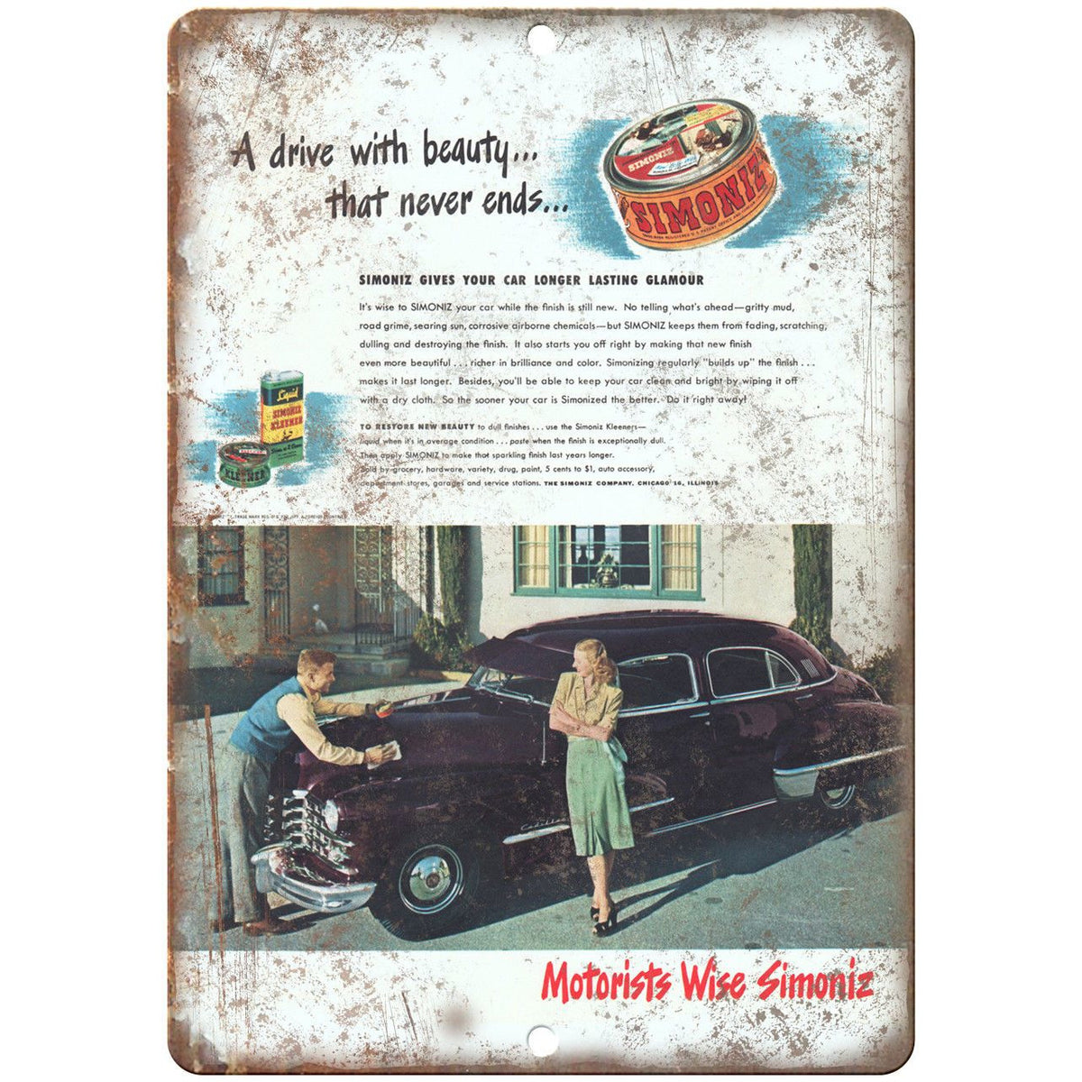 Simoniz Car Auto Wax Vintage Ad 9" x 12" Reproduction Metal Sign A184 ...