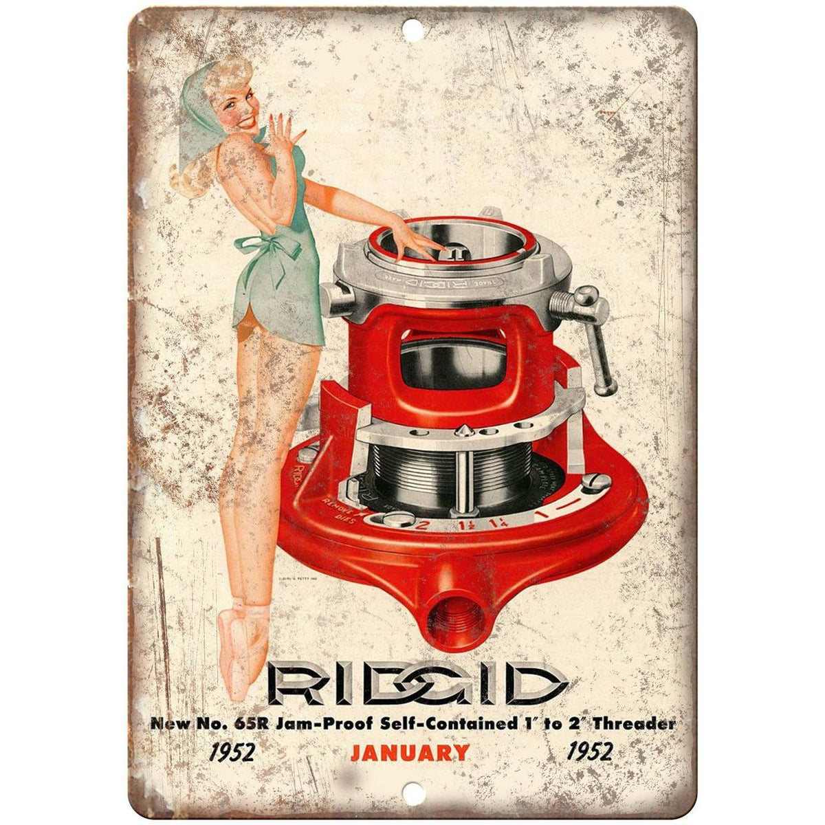 1952 Ridgid Pipe Threader Workshop Tools Ad - 10" x 7" Retro Look Meta ...