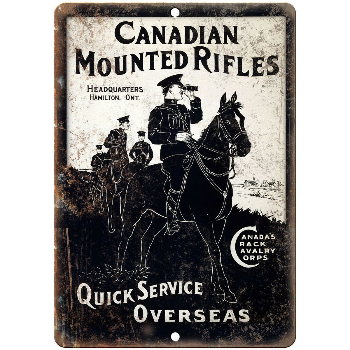 Canadian Mounted Rifles Calvalry Corps 9" x 12" Reproduction Metal Sig ...