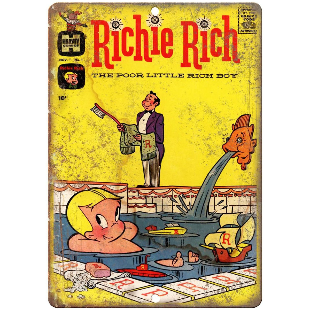 Richie Rich Harvey Comics Vintage 9" x 12" Reproduction Metal Sign J29 ...