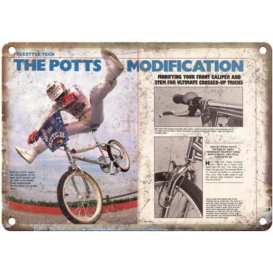 Vintage BMX Steve Potts, Freestyle BMX 9" x 12" Reproduction Metal Sig ...