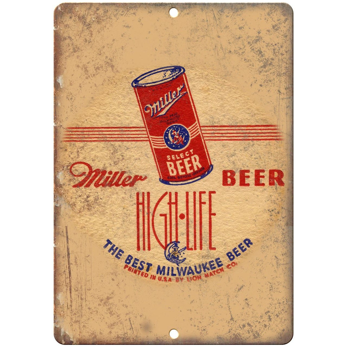 Miller High Life Milwaukee Beer 9" x 12" Reproduction Metal Sign E170 ...