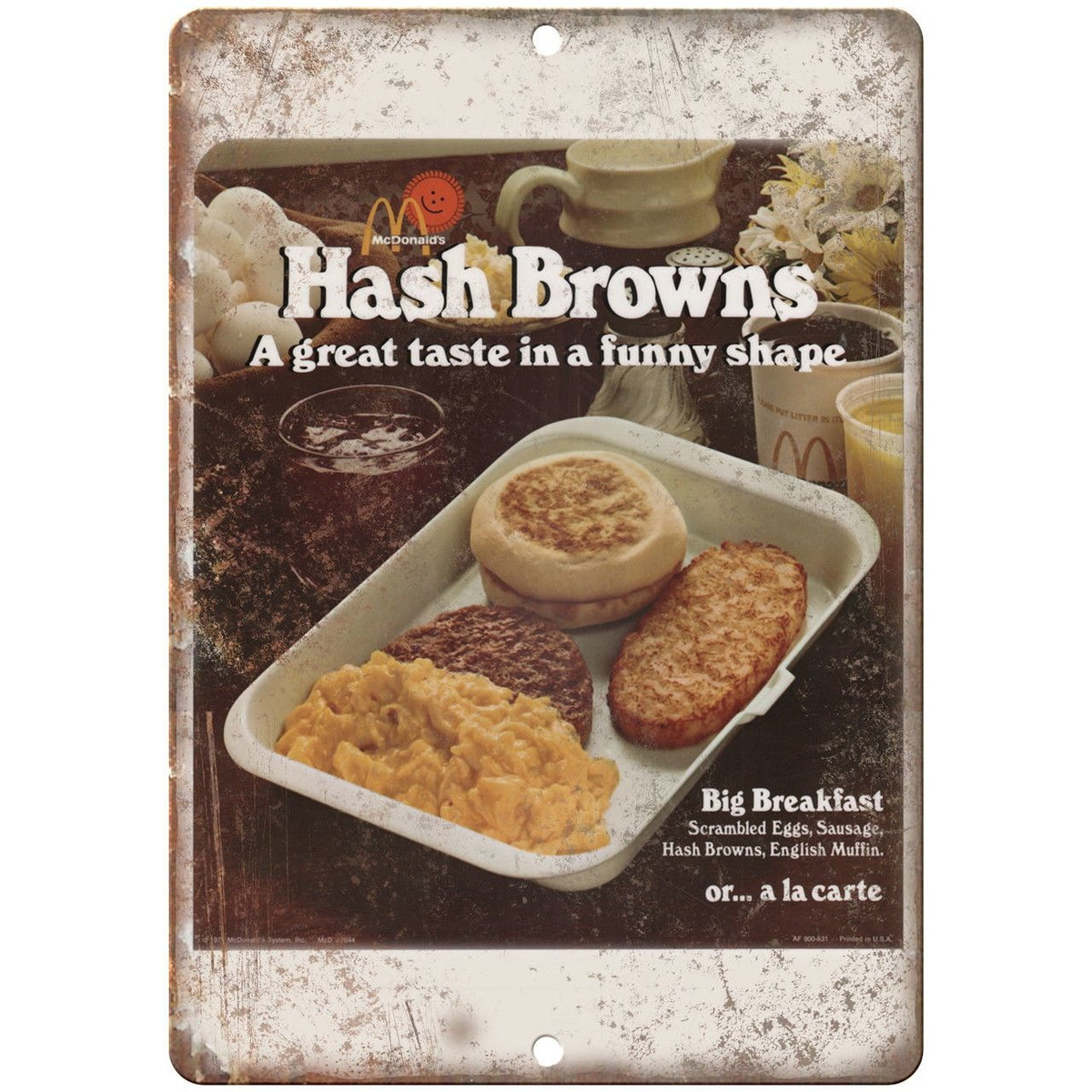 1970s Mcdonalds Hash Browns Vintage Ad 9" x 12" Reproduction Metal Sig ...