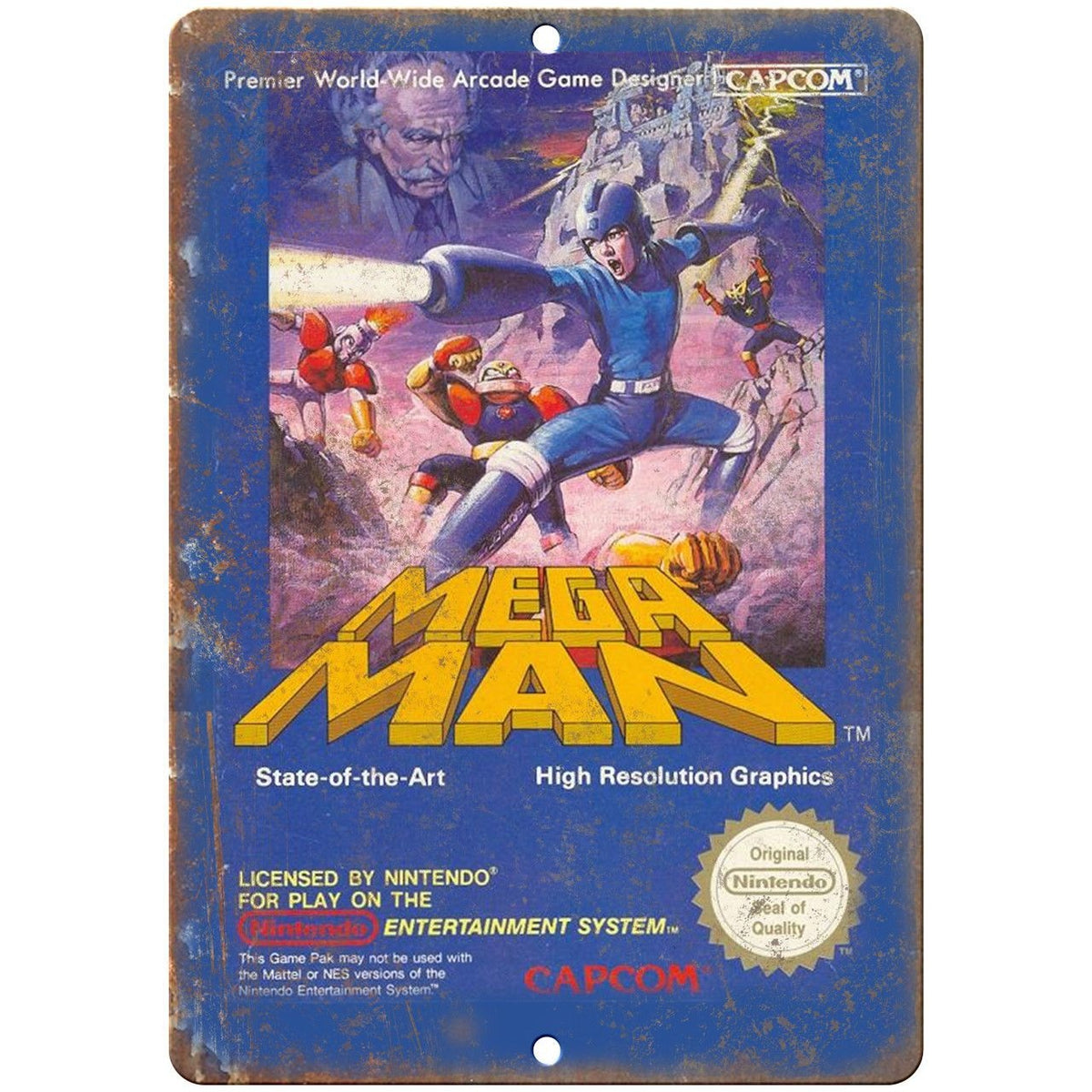 Nintendo Capcom Mega Man Arcade Gaming Ad 10" x 7" Reproduction Metal ...
