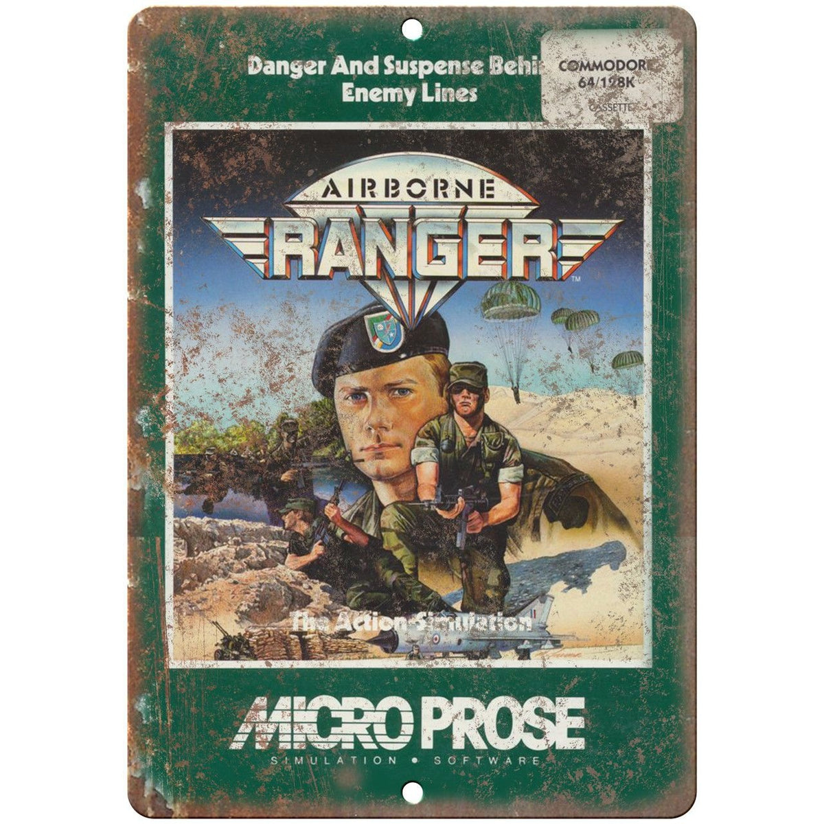 Airborne Ranger Micro Prose Commodore 64 Art 10"x7" Reproduction Metal ...