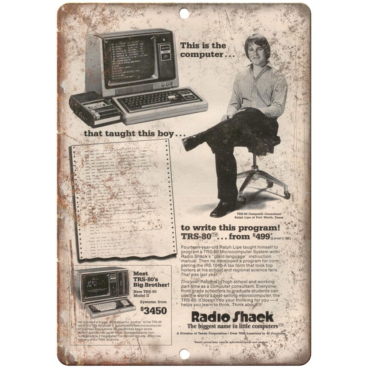Radio Shack TRS-80 Computer System 10" x 7" Reproduction Metal Sign D5 ...