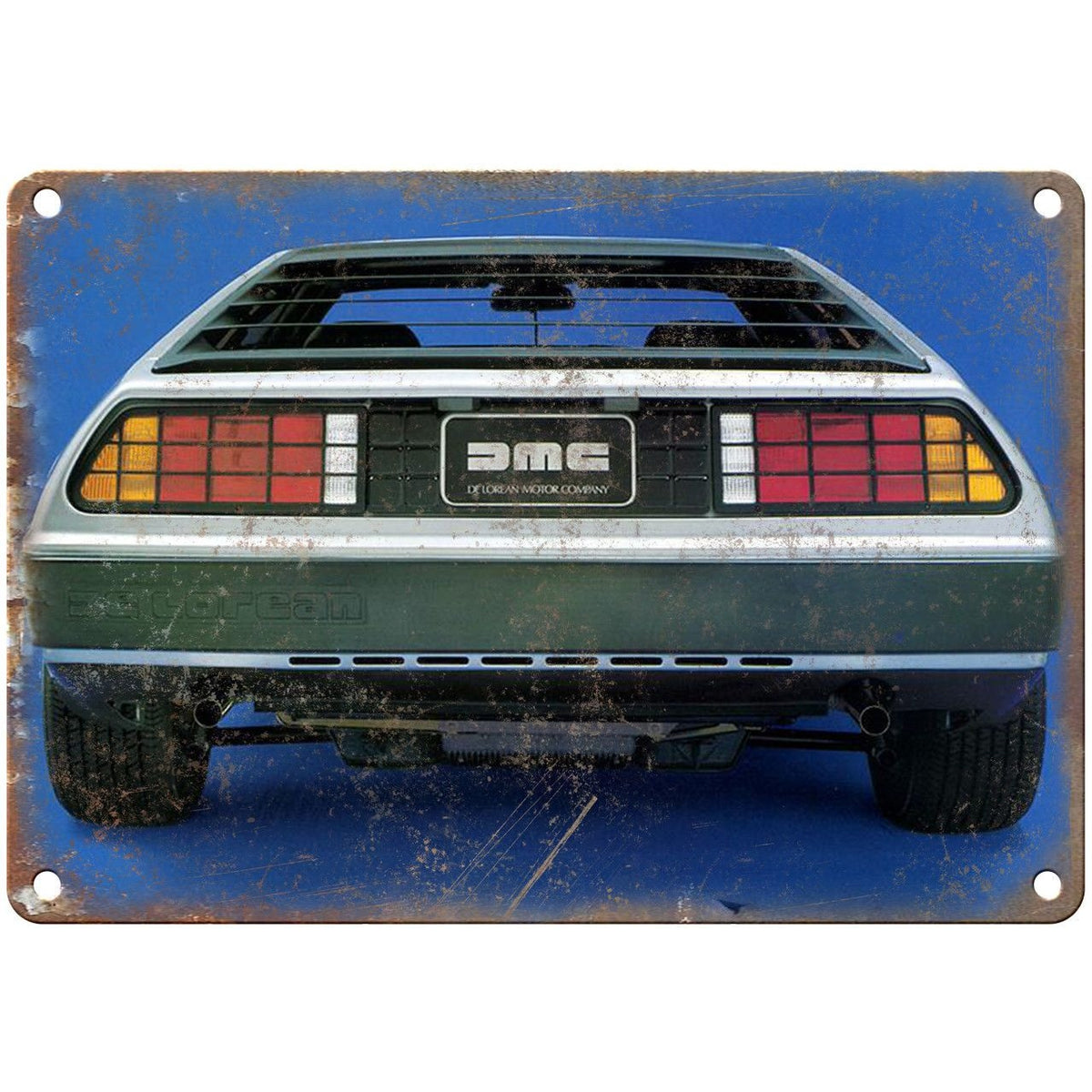 DMC DeLorean Rear View Vintage Photo - 9" x 12" Retro Look Metal Sign ...